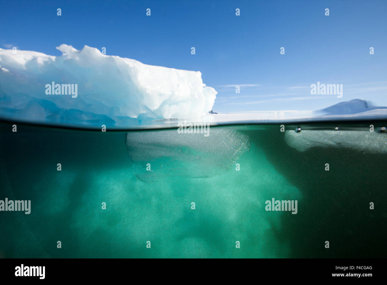 Antarctica, Underwater view of melting iceberg floating near Enterprise ...