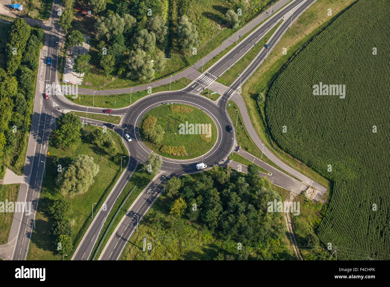 aerial view of roundabout in wroclaw city Stock Photo - Alamy