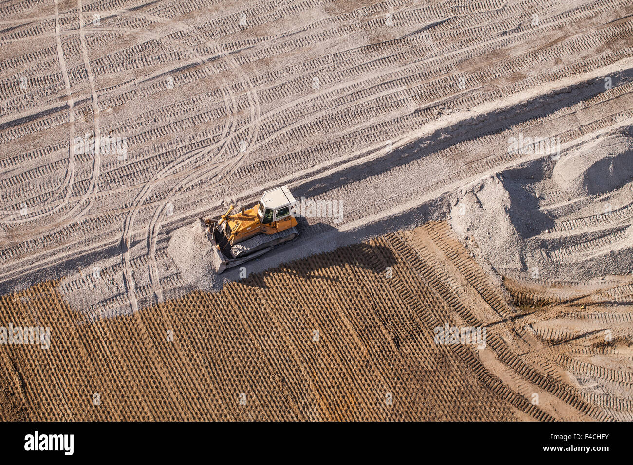 Aerial view of the working earth mover in Poland Stock Photo - Alamy