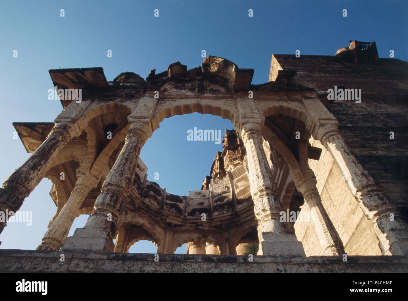 India, Rajasthan, Jodhpur, Mehrangarh Fort, Arched structure by main ...