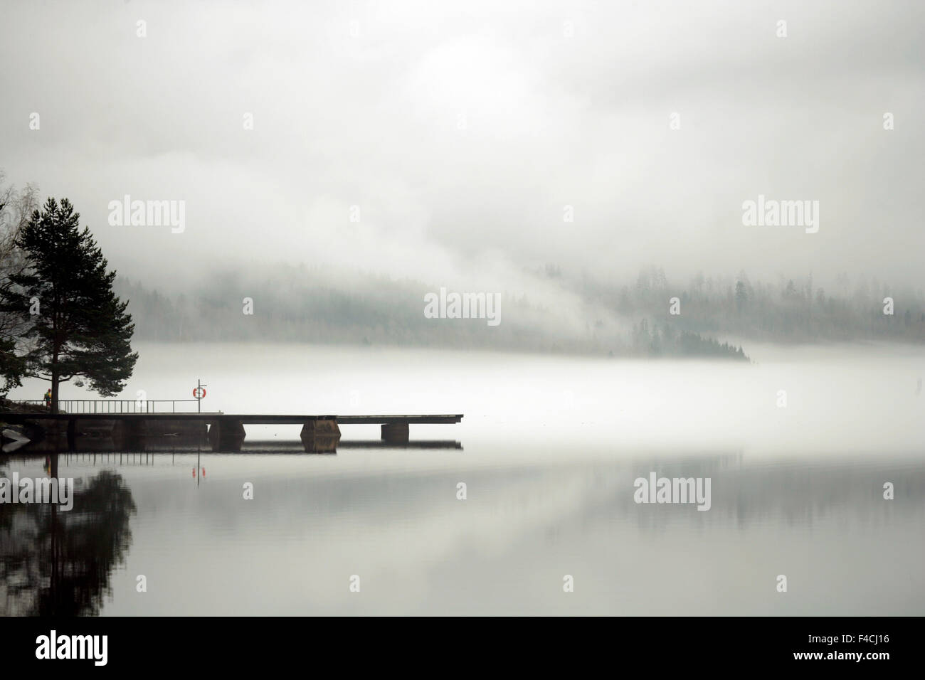 Fog over a Lake Stock Photo - Alamy