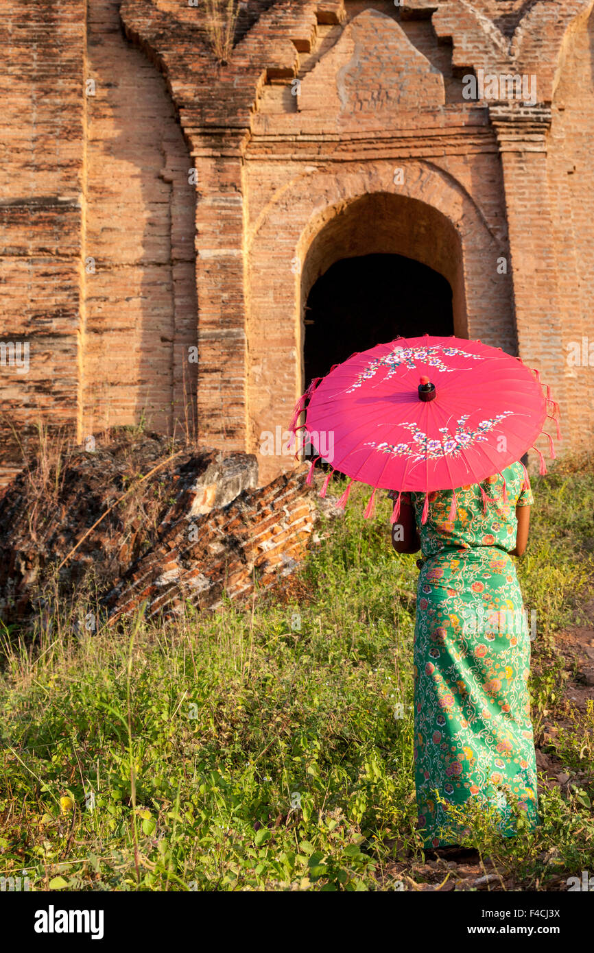 Woman with Umbrella. Myanmar Taj Mahal. Unfinished Pagoda. Mandalay ...