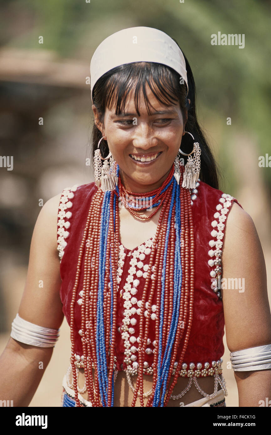 China, Yunnan Province, Simao, Yuezhong Village, Woman in traditional ...