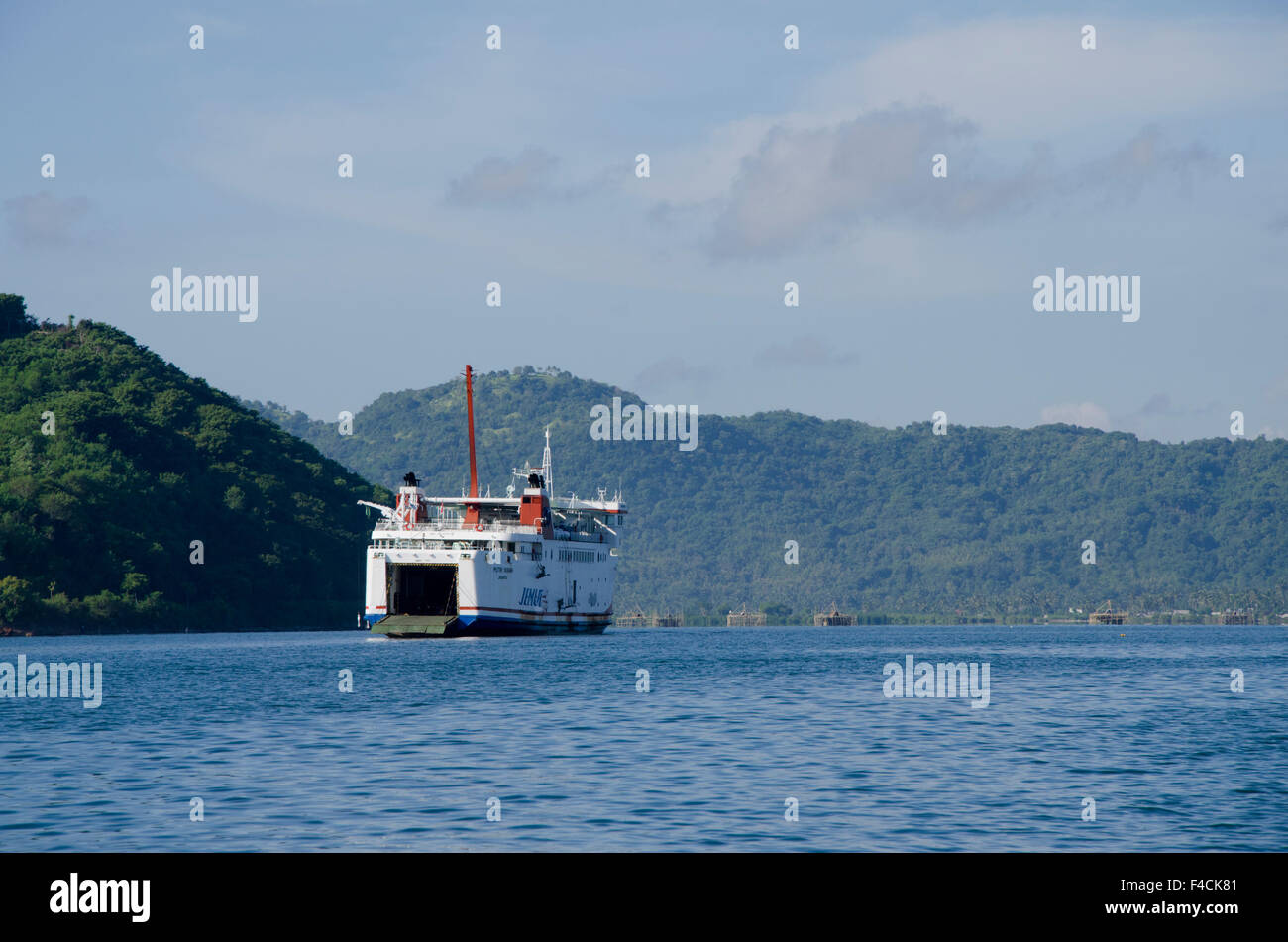 Indonesia, Island of Lombok, Lembar. Port area around Lembar, car ferry ...