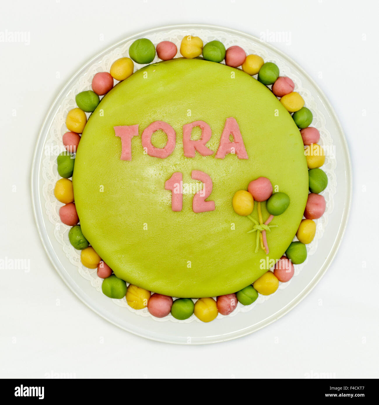 A birthday cake photographed from above Stock Photo - Alamy