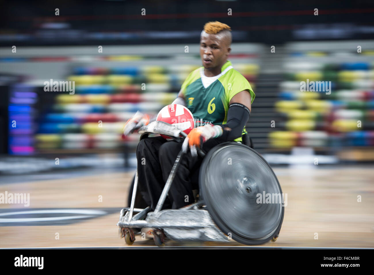 London, UK. 16th October, 2015. Musa Simelane of South Africa races ...