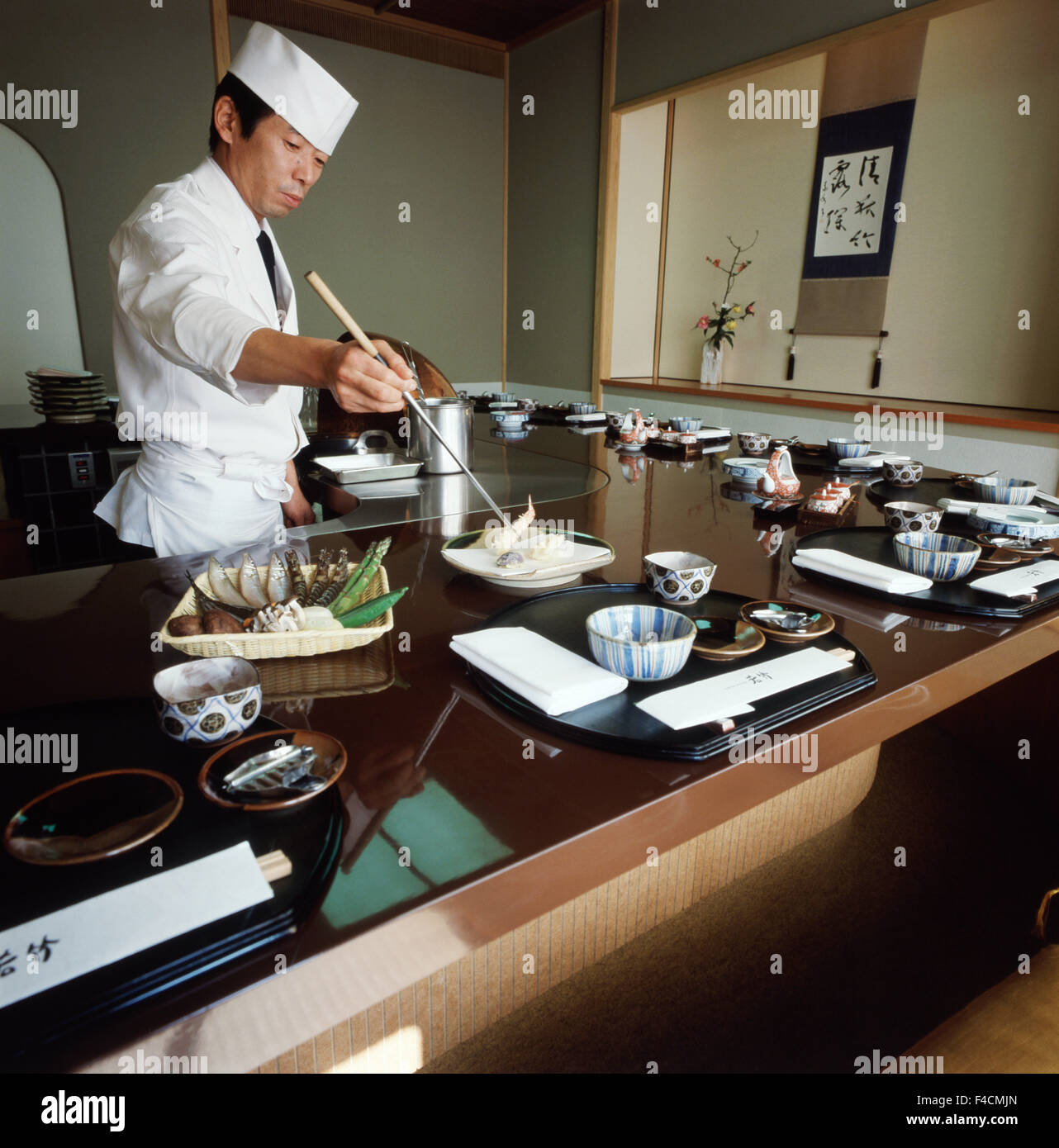 Japan, Tokyo, Chef preparing food in Kitchen (Large format sizes ...