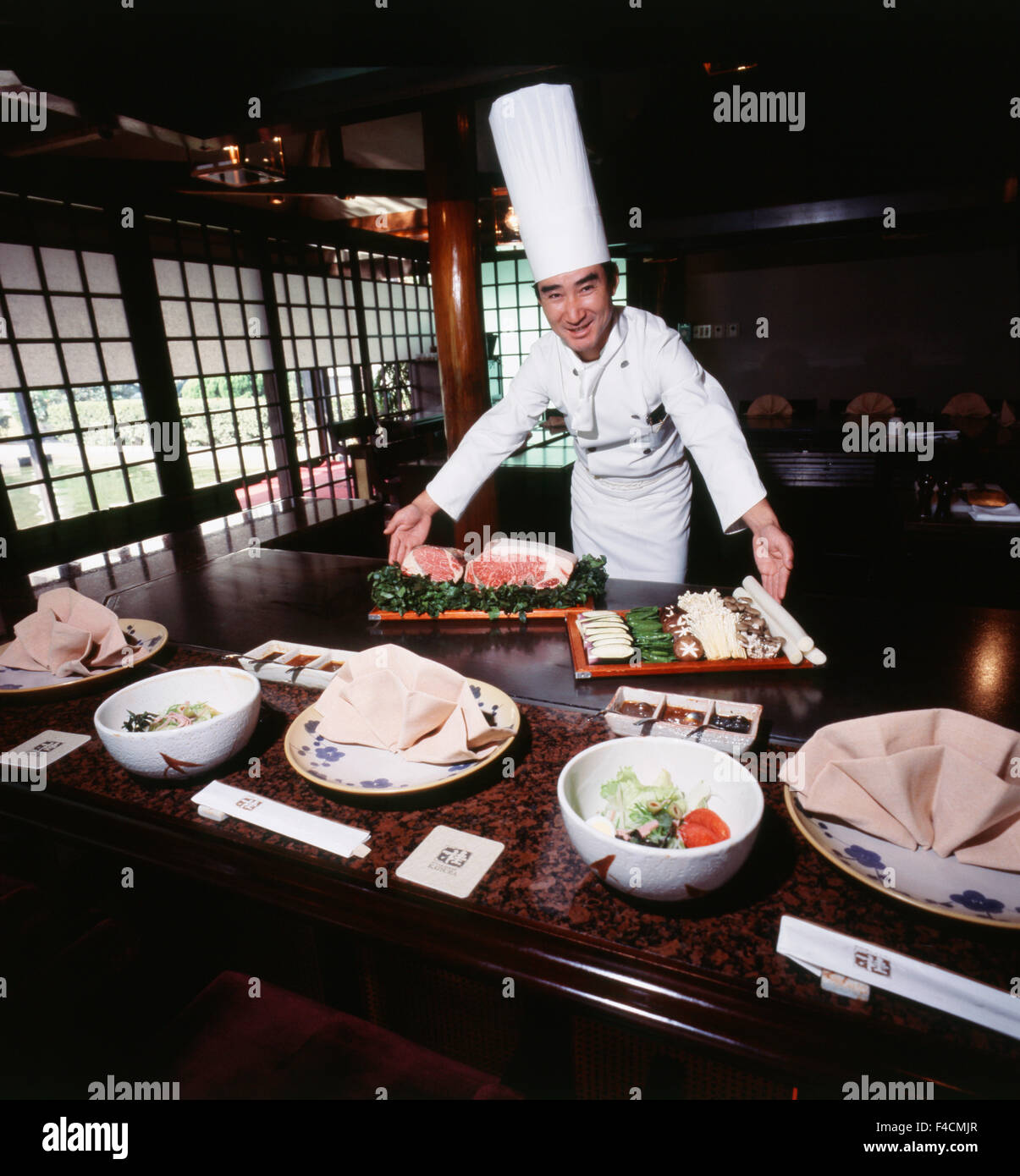 Japan, Tokyo, Teppan chef preparing a food (Large format sizes ...