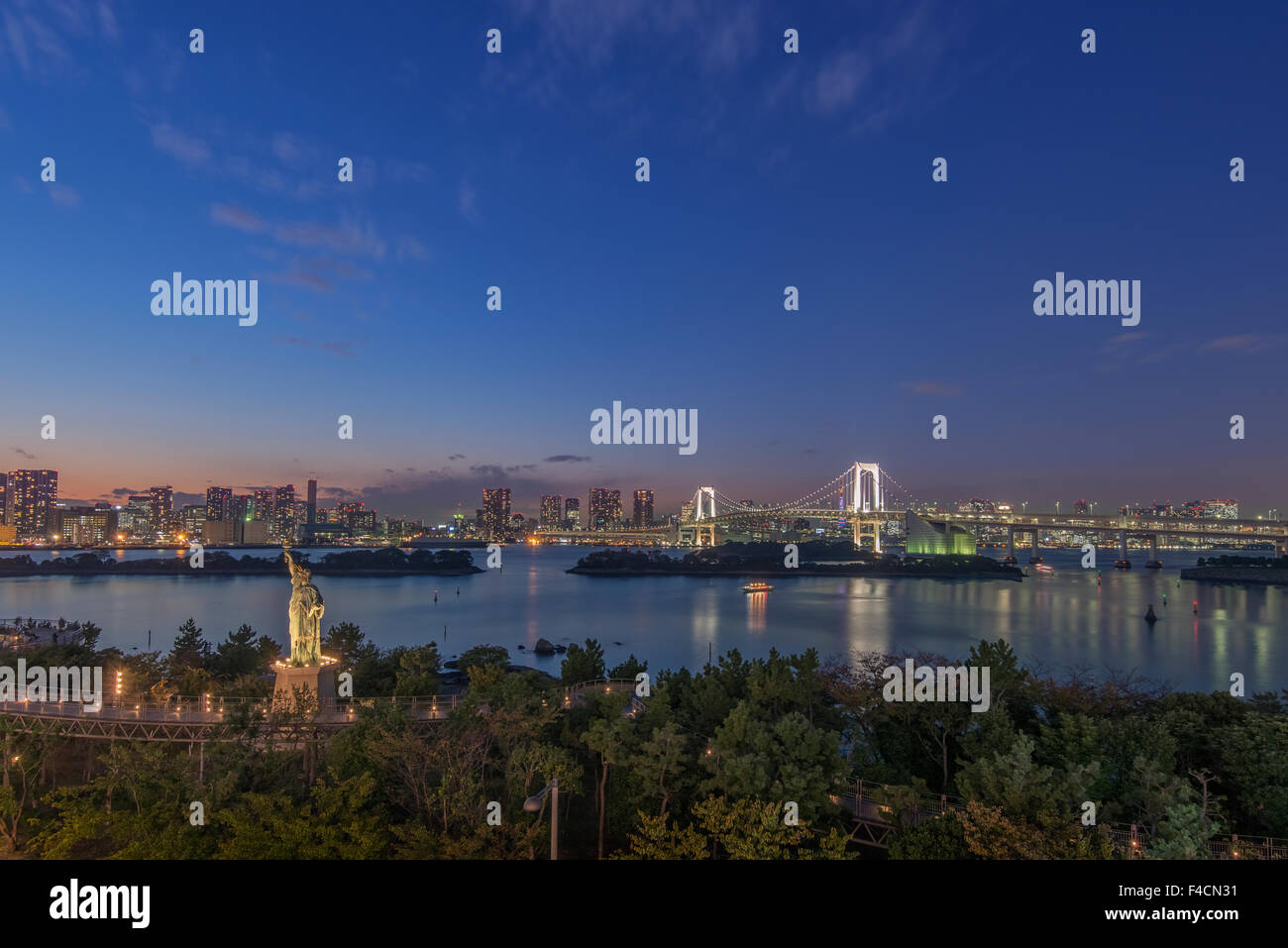 Japan, Tokyo, Odaiba Waterfront at twilight. (Large format sizes ...