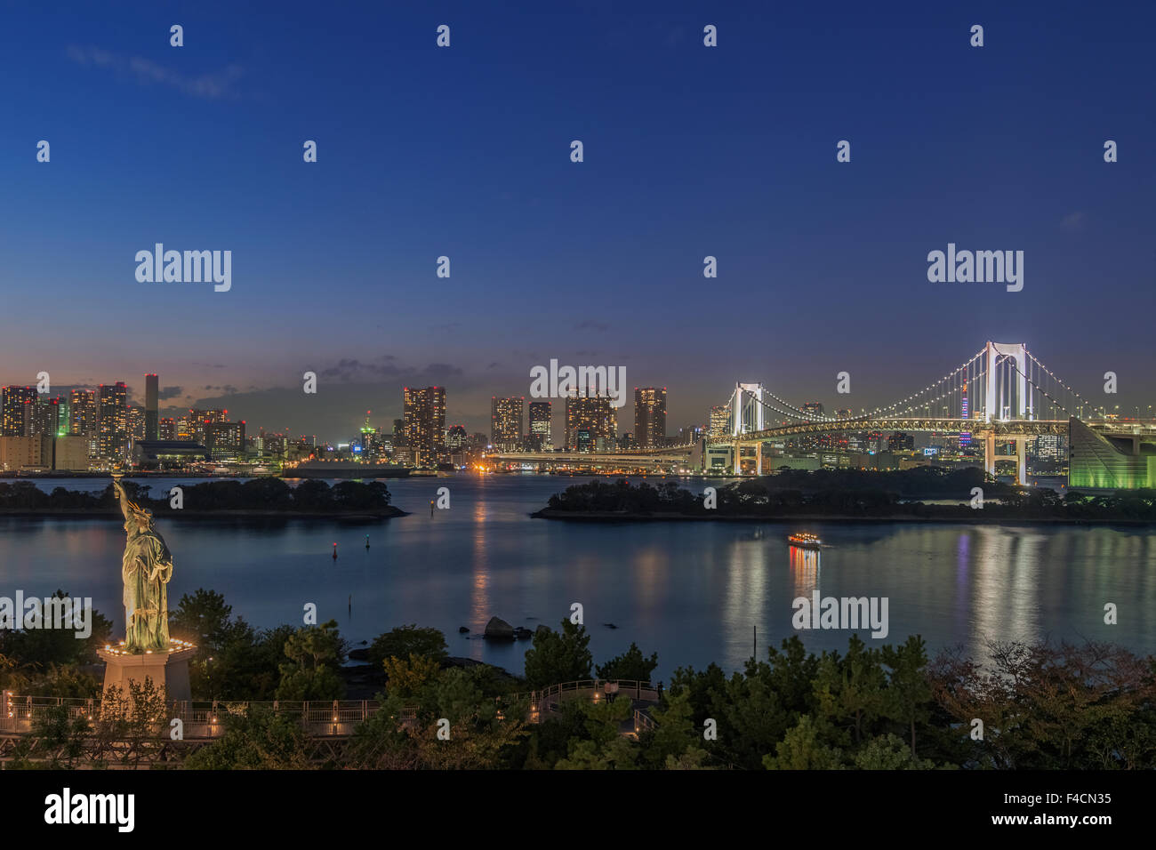 Japan, Tokyo, Odaiba Waterfront at twilight. (Large format sizes ...