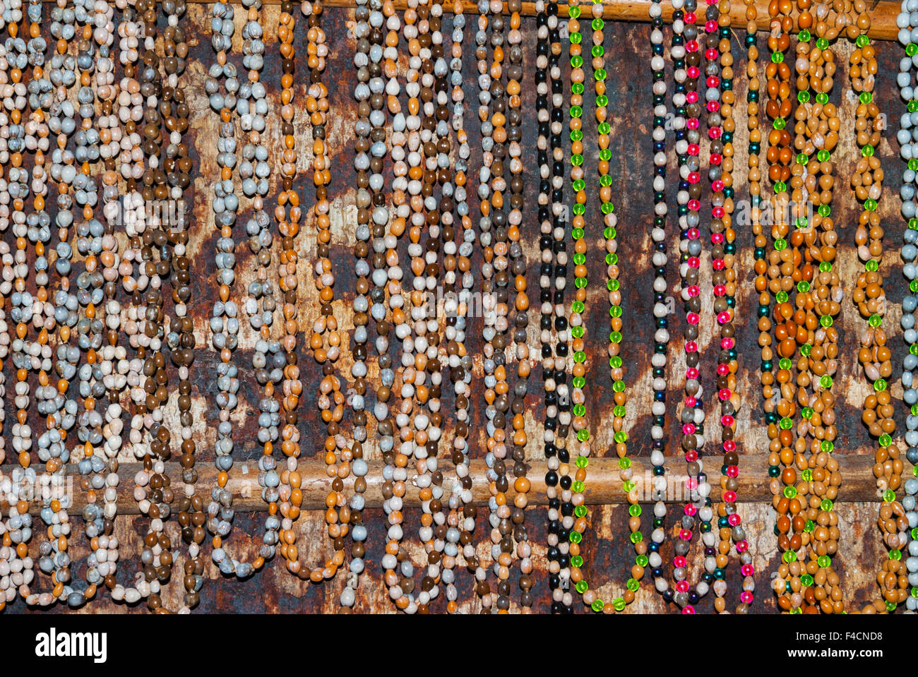 Necklaces for sale, Mengkak Iban Longhouse, Batang Ai National Park ...