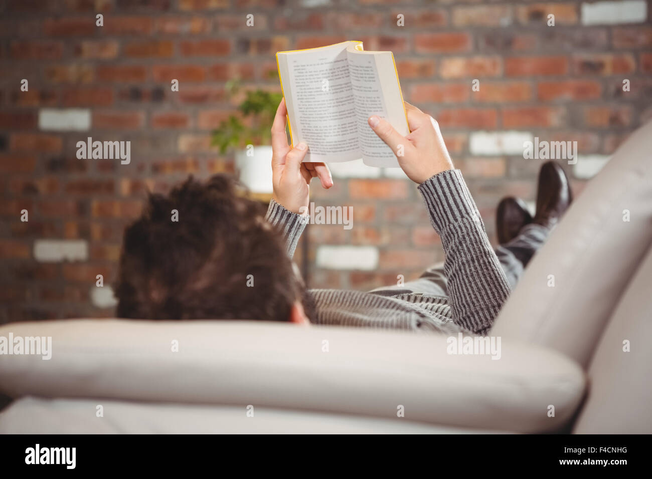 Relaxed Man reading his book Stock Photo - Alamy