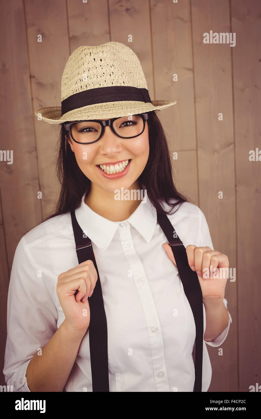 Smiling attractive hipster posing for camera Stock Photo - Alamy