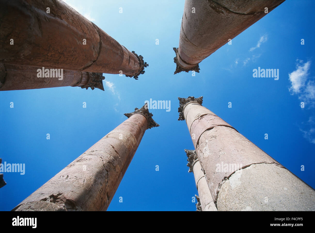 Jordan, Jerash, Aka Gerasa, Upward view of pillar (Large format sizes ...
