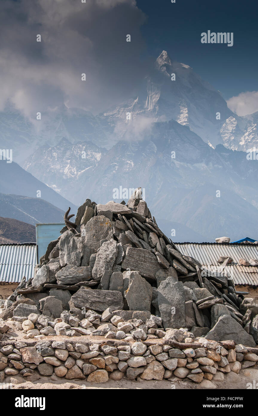 Pile of Mani Stones, Pheriche, Nepal Stock Photo - Alamy