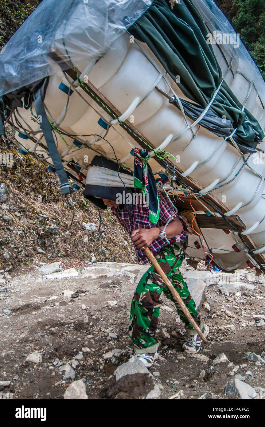 Porter carrying load, Nepal Stock Photo - Alamy