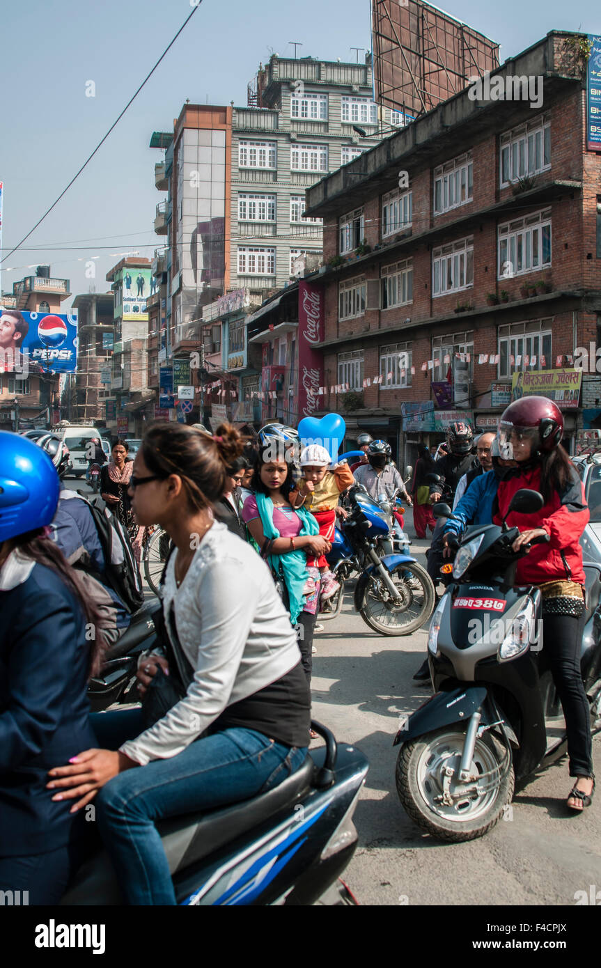 Traffic jam of motorcycles, Kathmandu, Nepal Stock Photo - Alamy