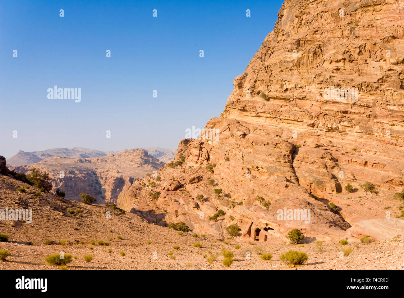 Jebel al Deir Valley, view from the hill close to the Monastery, Petra ...
