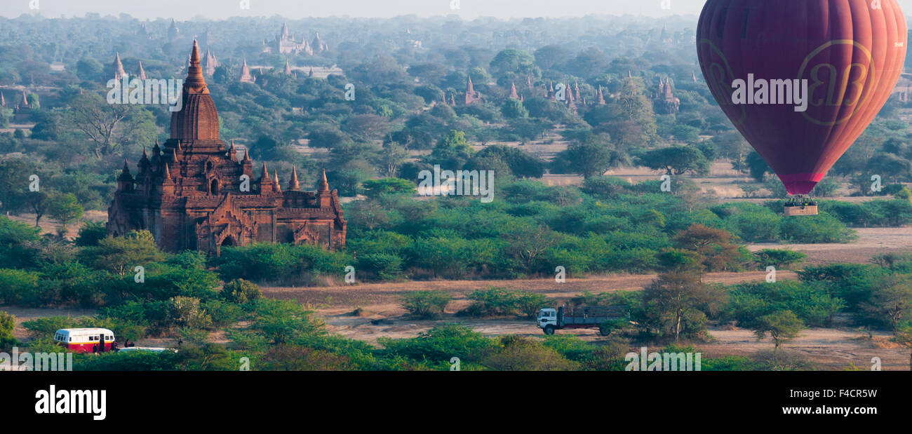Temple and hot air balloon flying over Bagan Stock Photo - Alamy