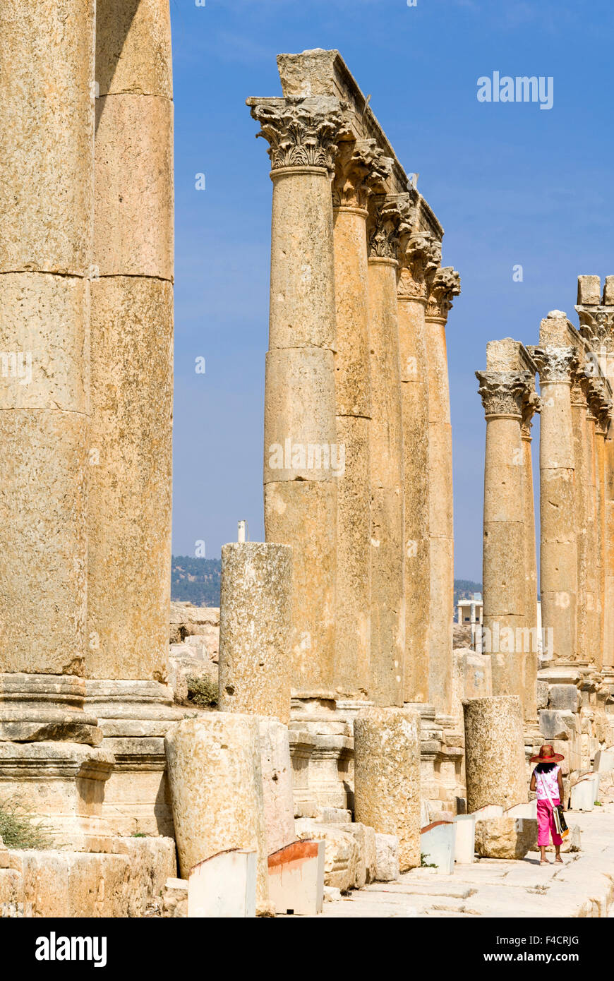 The Cardo, Colonnaded Street, Jerash, Jordan. Once the Roman Decapolis ...