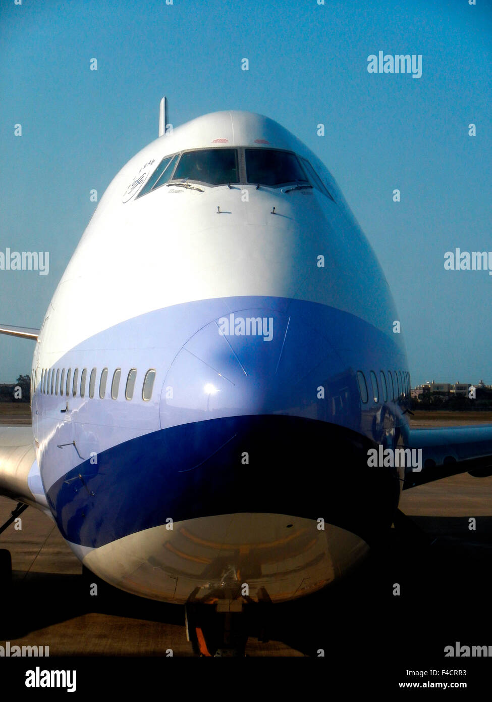 Nose of a parked Boeing 747 at Taiwan Airport Stock Photo - Alamy