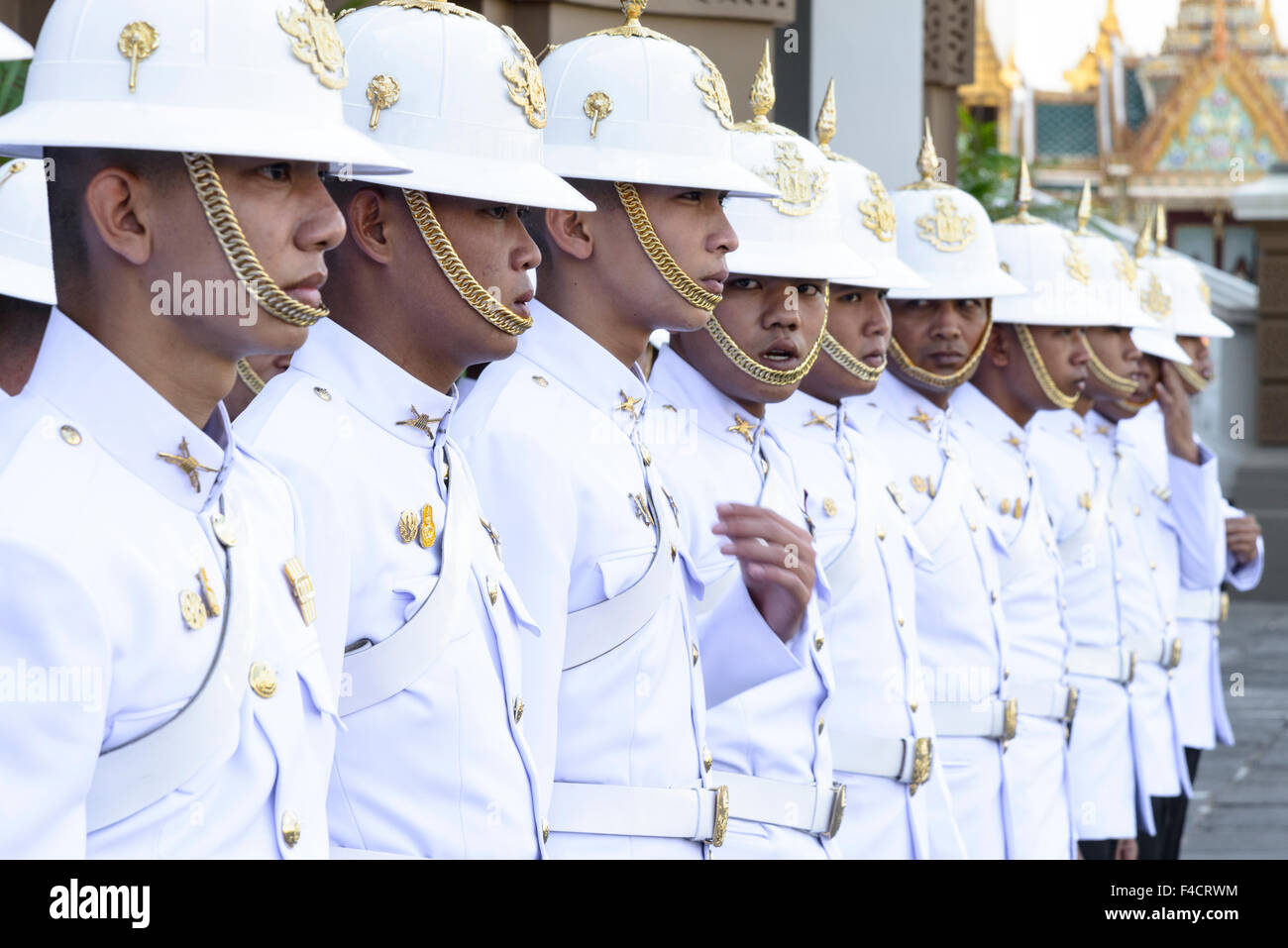Thailand, Bangkok. Ceremonial guards at Grand Palace. (Large format ...