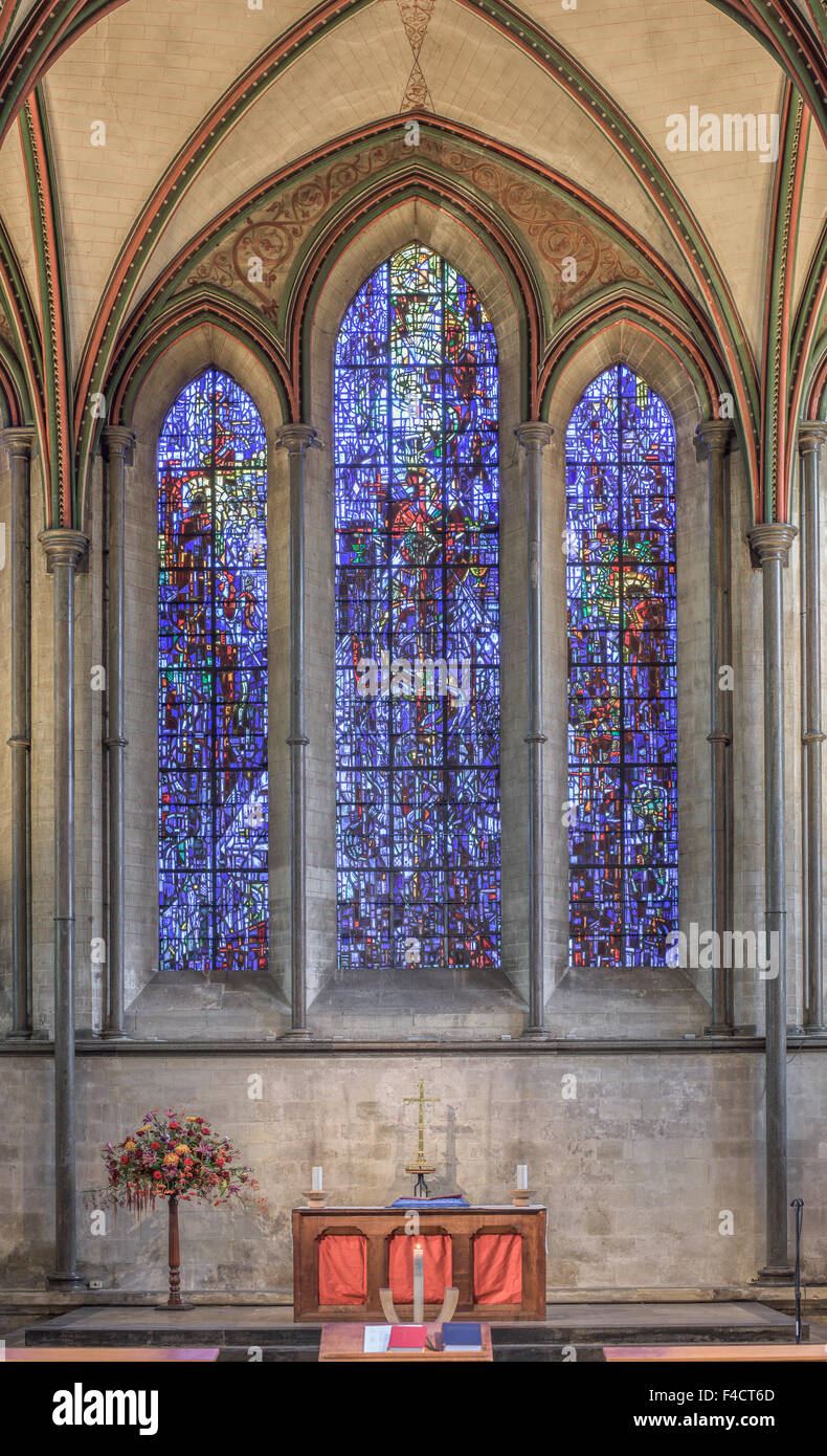 East window at Salisbury cathedral, a medieval thirteenth century ...