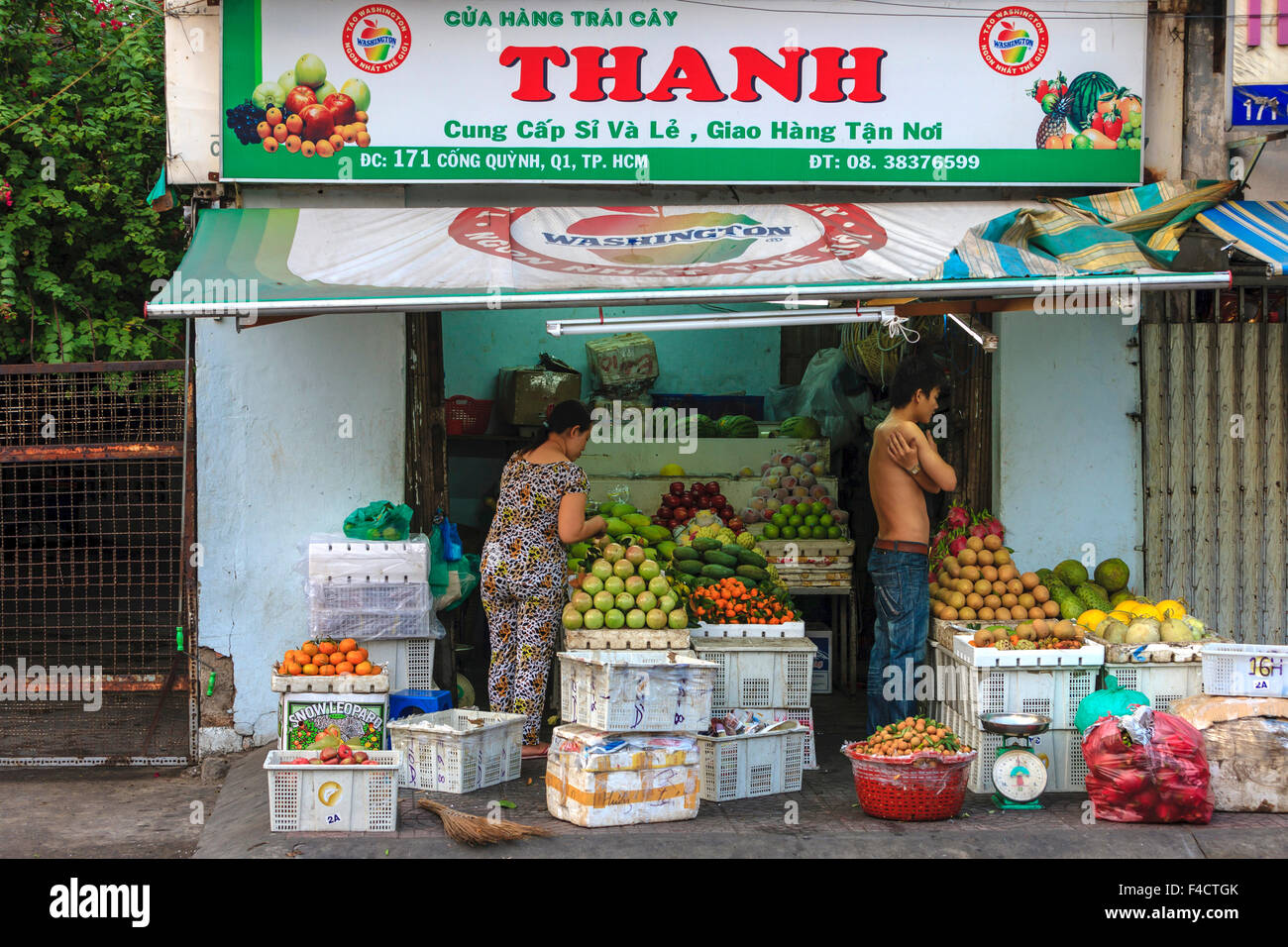 Fruit and vegetable stall. Saigon, Ho Chi Minh City. Vietnam, Indochina ...