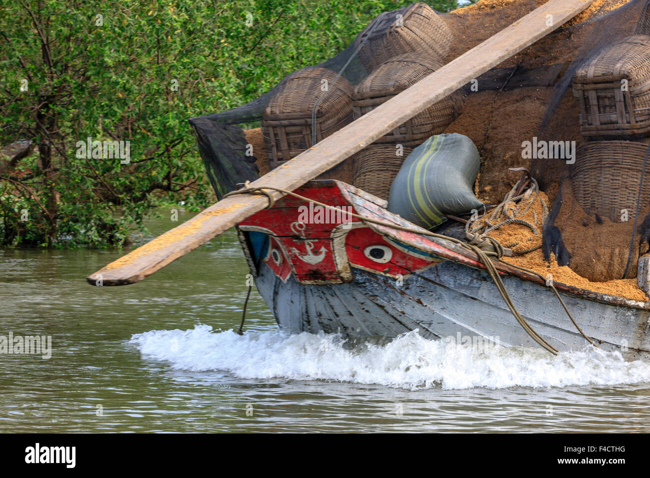 River transportation. Mekong River tributary Vietnam, Indochina, South ...