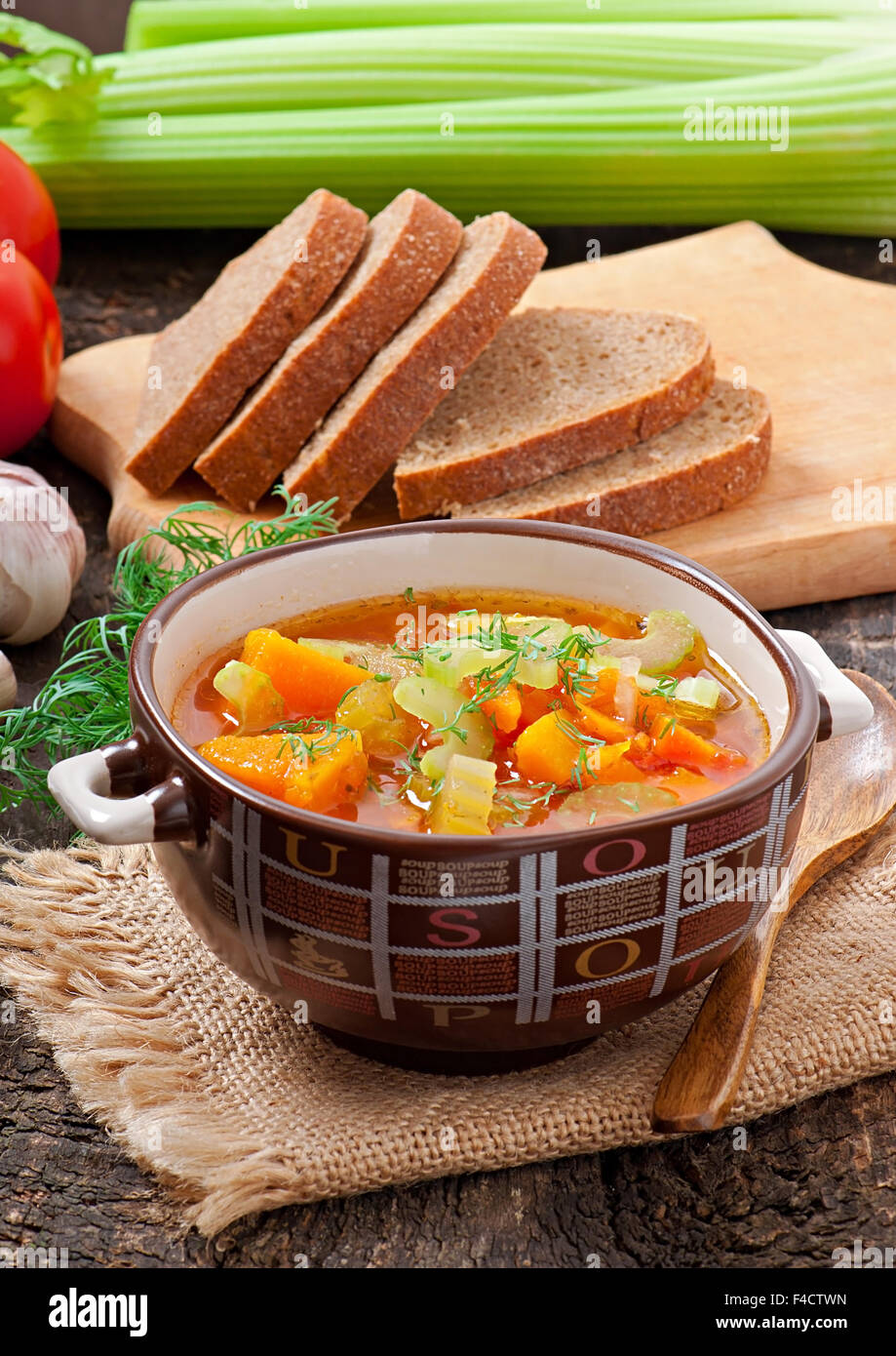 Vegetable soup isolated on white background Stock Photo - Alamy