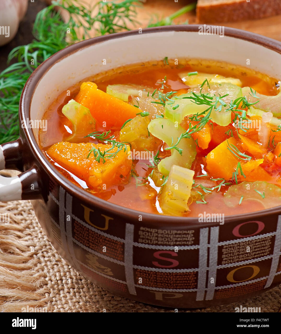 Vegetable soup isolated on white background Stock Photo - Alamy