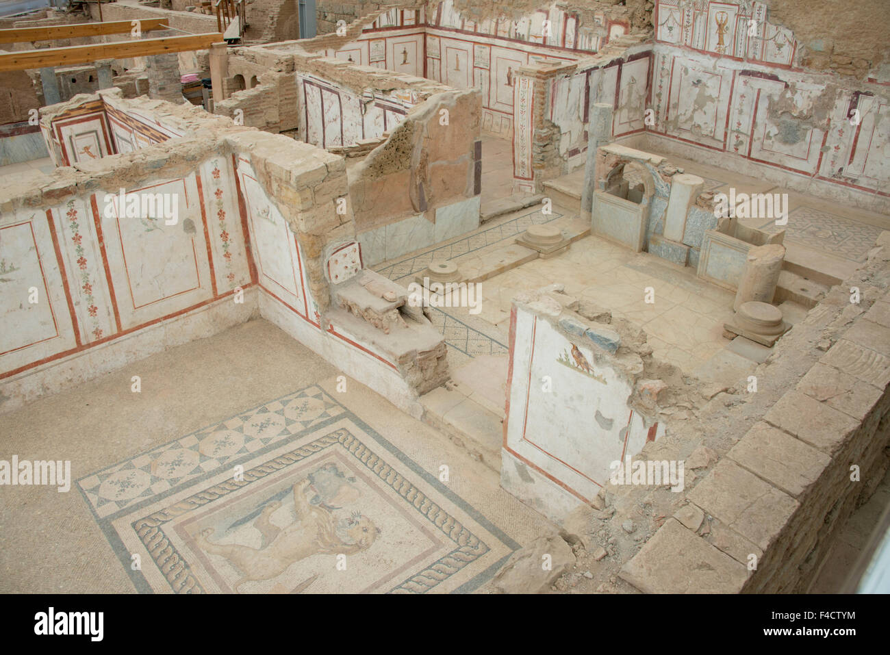 Turkey, Ephesus. Historic Terrace Houses. Ancient ruins of homes ...