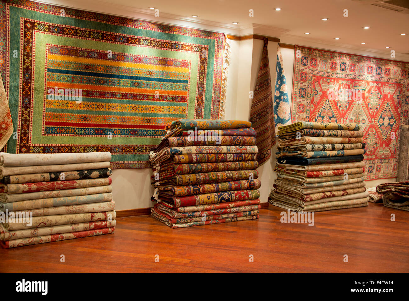 Asia, Turkey, Istanbul. Typical Turkish carpet workshop and store ...