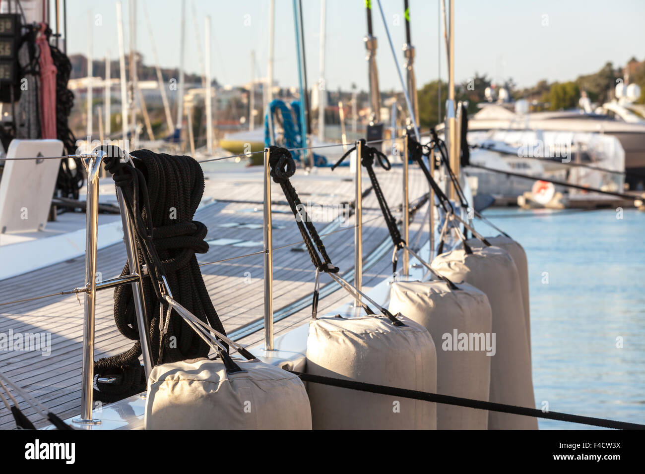 Detail of a yacht in a port. Horizontal shot Stock Photo - Alamy