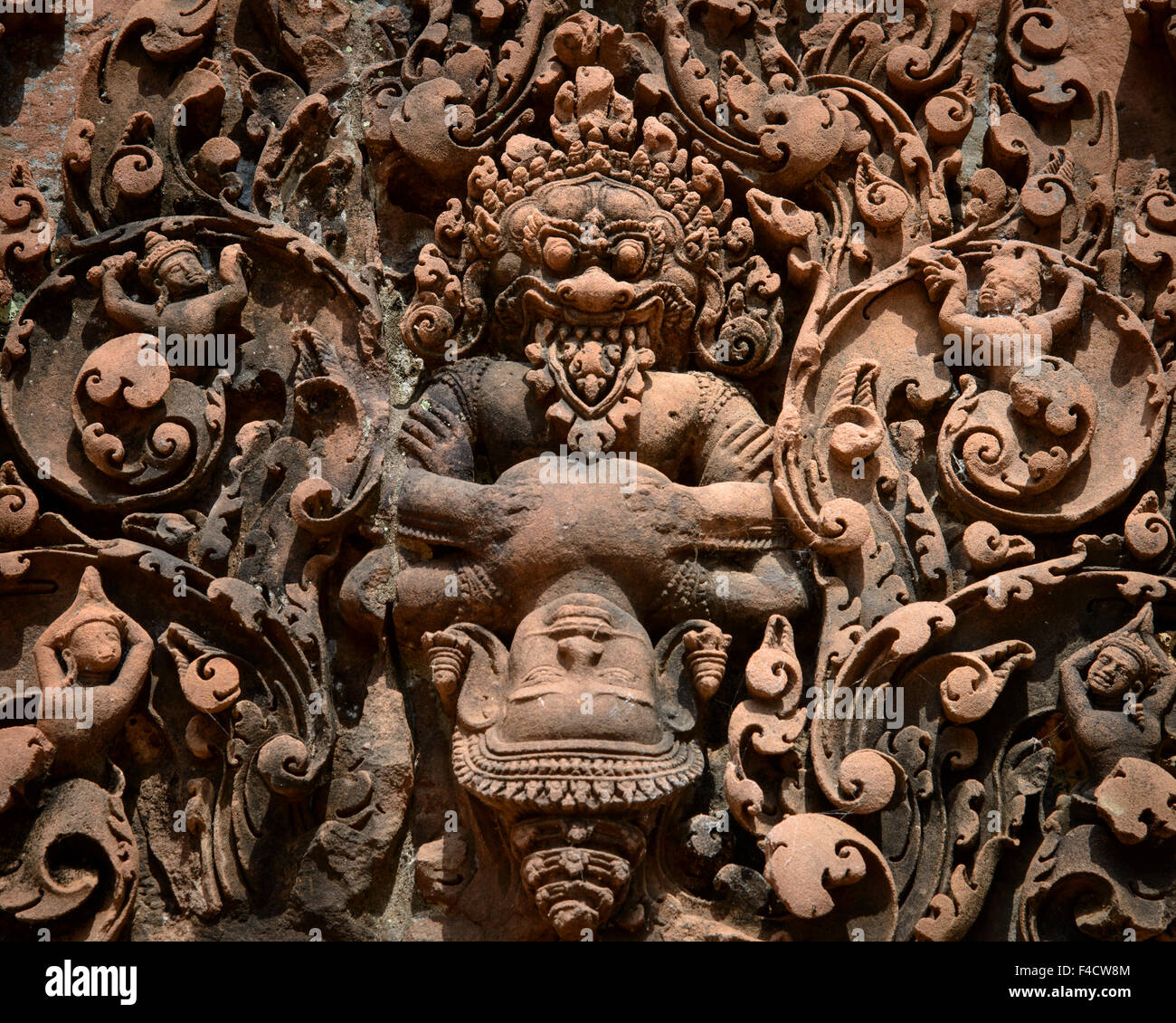 Cambodia, Angkor Wat. Banteay Srei temple carving. (Large format sizes ...