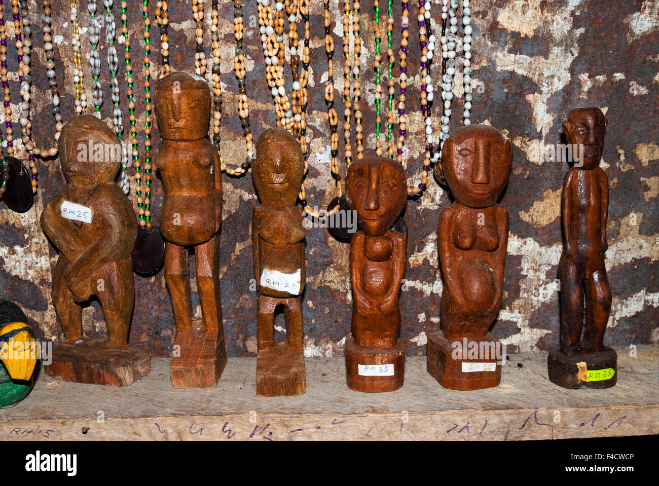 Statues for sale, Mengkak Iban Longhouse, Batang Ai National Park ...