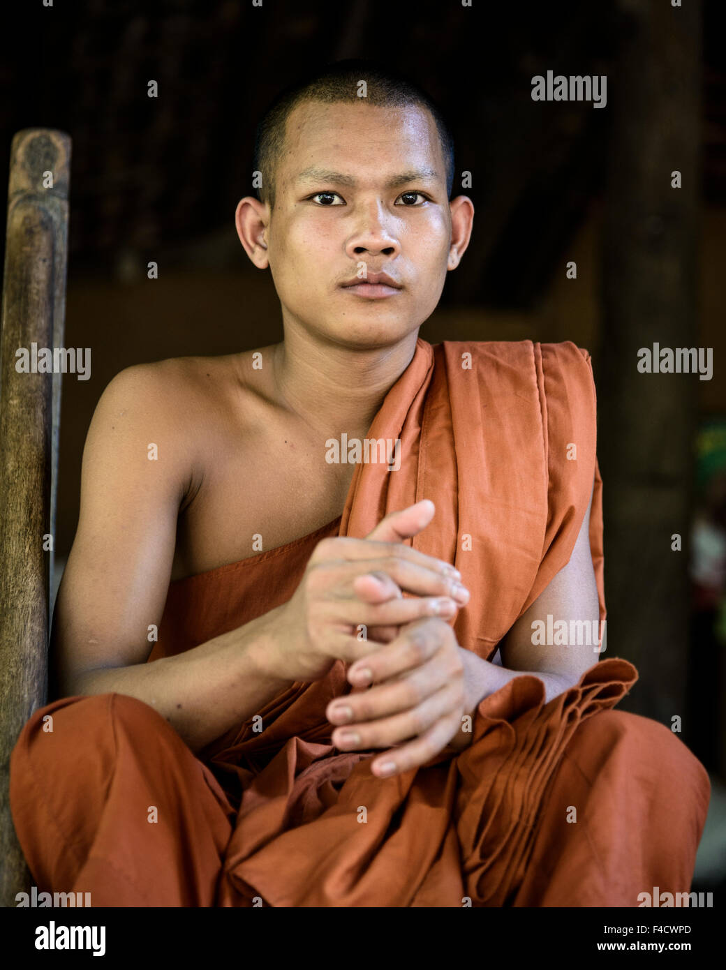 Cambodia, Siem Reap area. Portrait of young monk. (Large format sizes ...