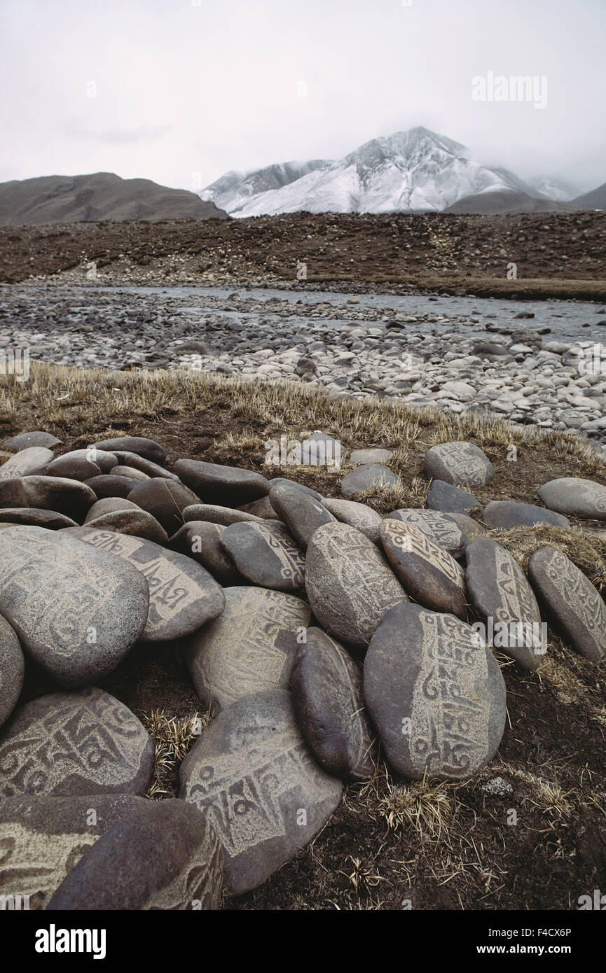 Central Tibet, Prayer stones (Large format sizes available Stock Photo ...