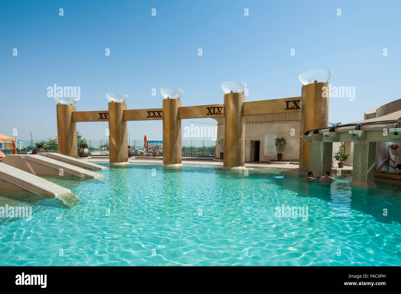 Pool area at the Raffles Dubai Hotel Dubai, United Arab Emirates Stock ...
