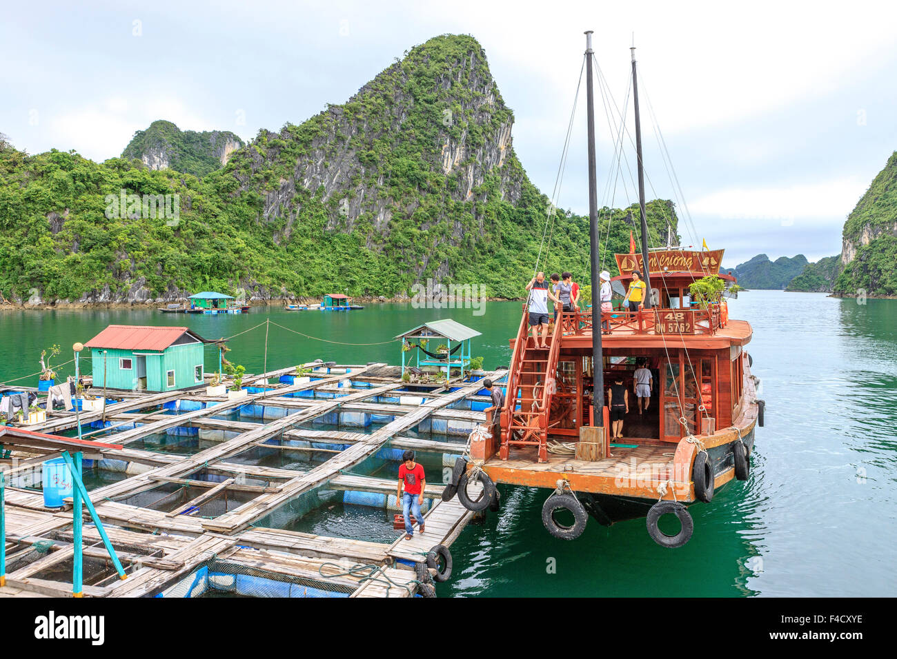 Floating fish Farm. Halong Bay. Vietnam, Indochina, South East Asia ...