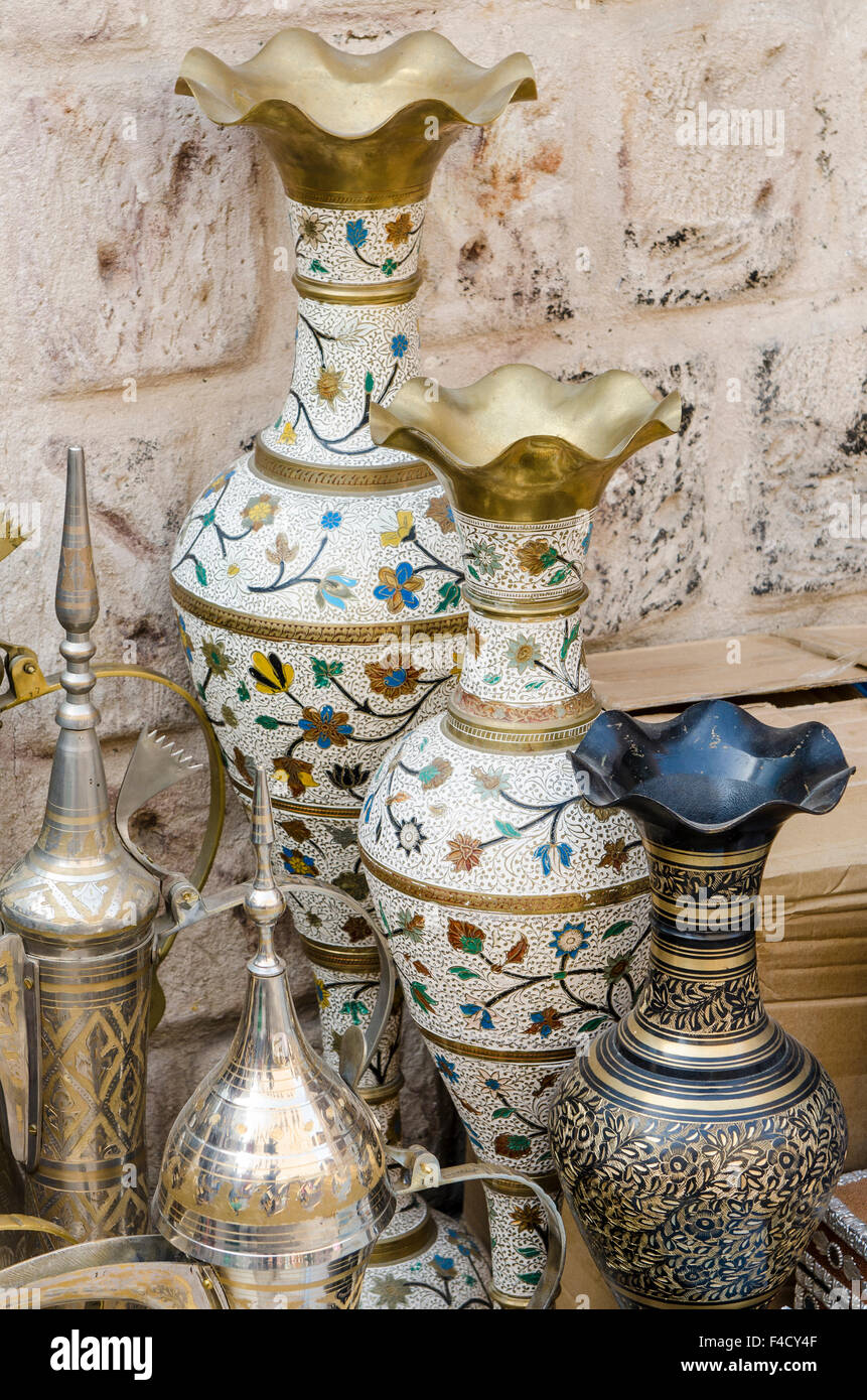 Vases in the Textile Souk in Bur Dubai, Dubai, United Arab Emirates ...