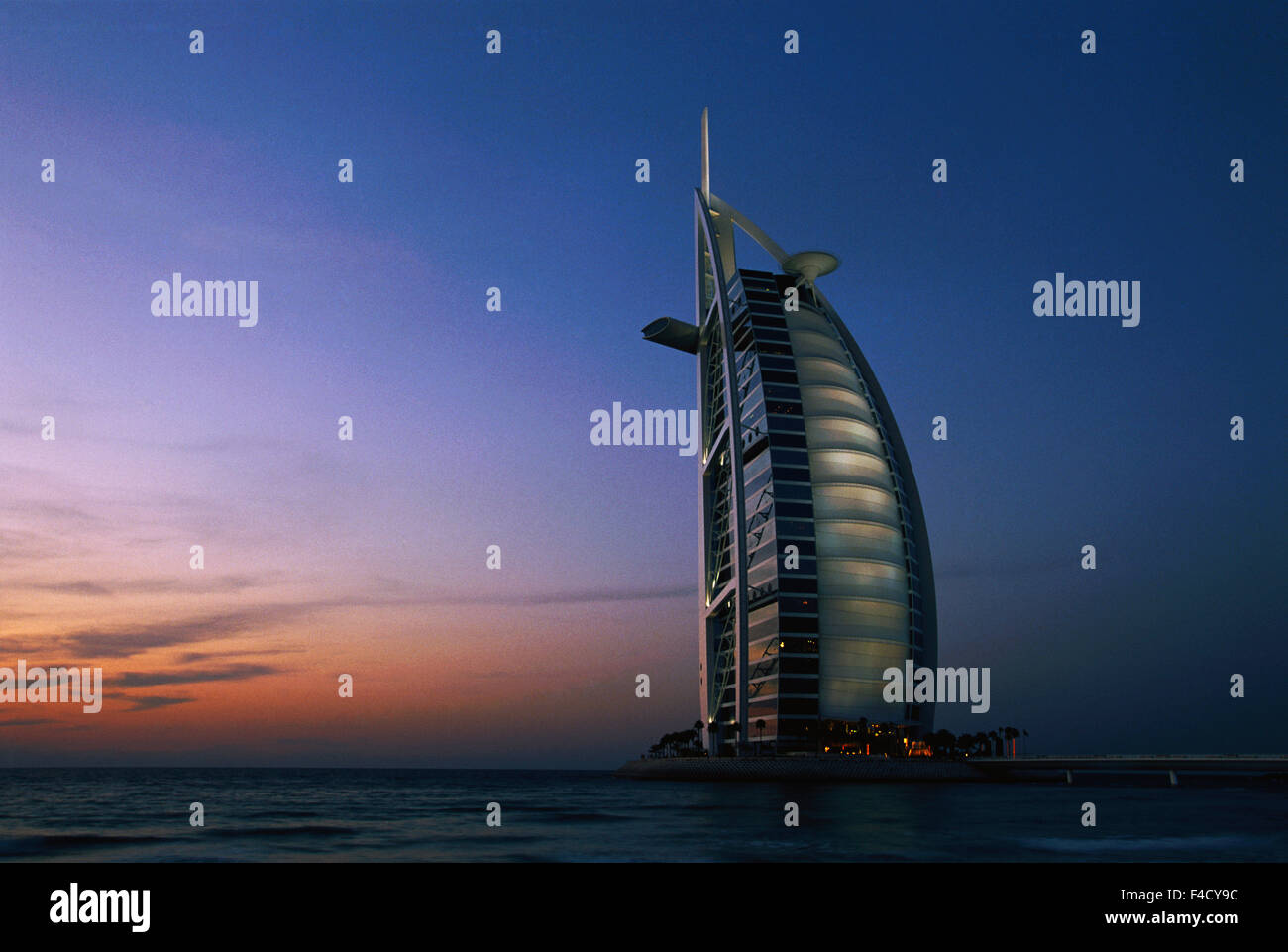 United Arab Emirates, Dubai, Burj Al Arab, Arabian tower evening ...
