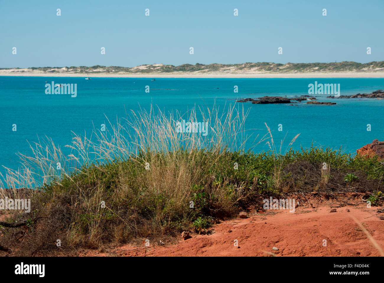 Australia, Broome. Gantheaume Point. View of Cable Beach from the red ...