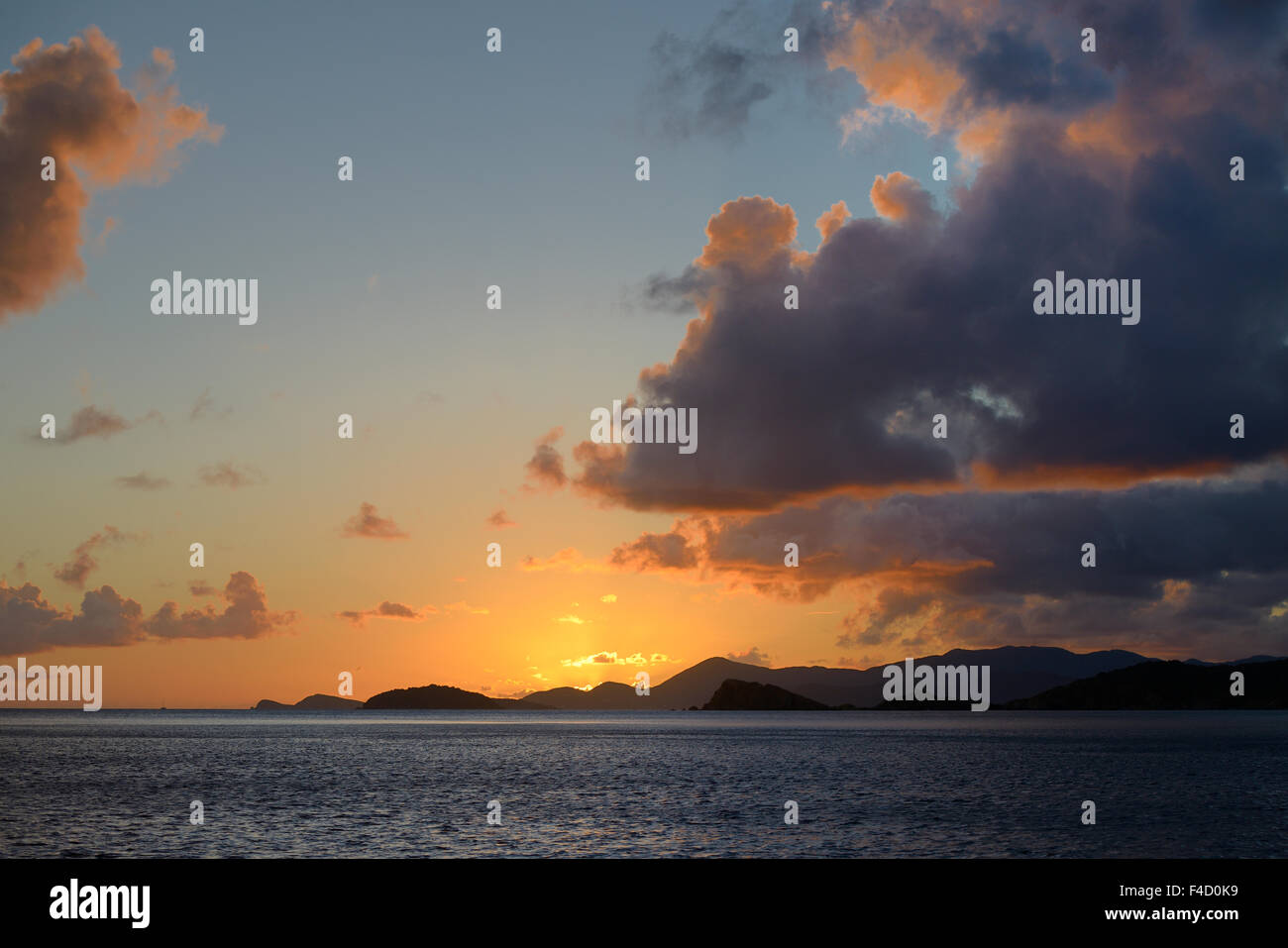 Caribbean, British Virgin Islands, Peter Island. Sunset over Key Point ...