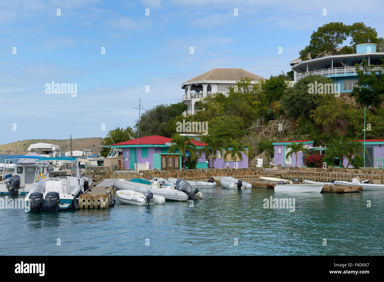 Caribbean, British Virgin Islands, Virgin Gorda. Docks at Leverick Bay ...
