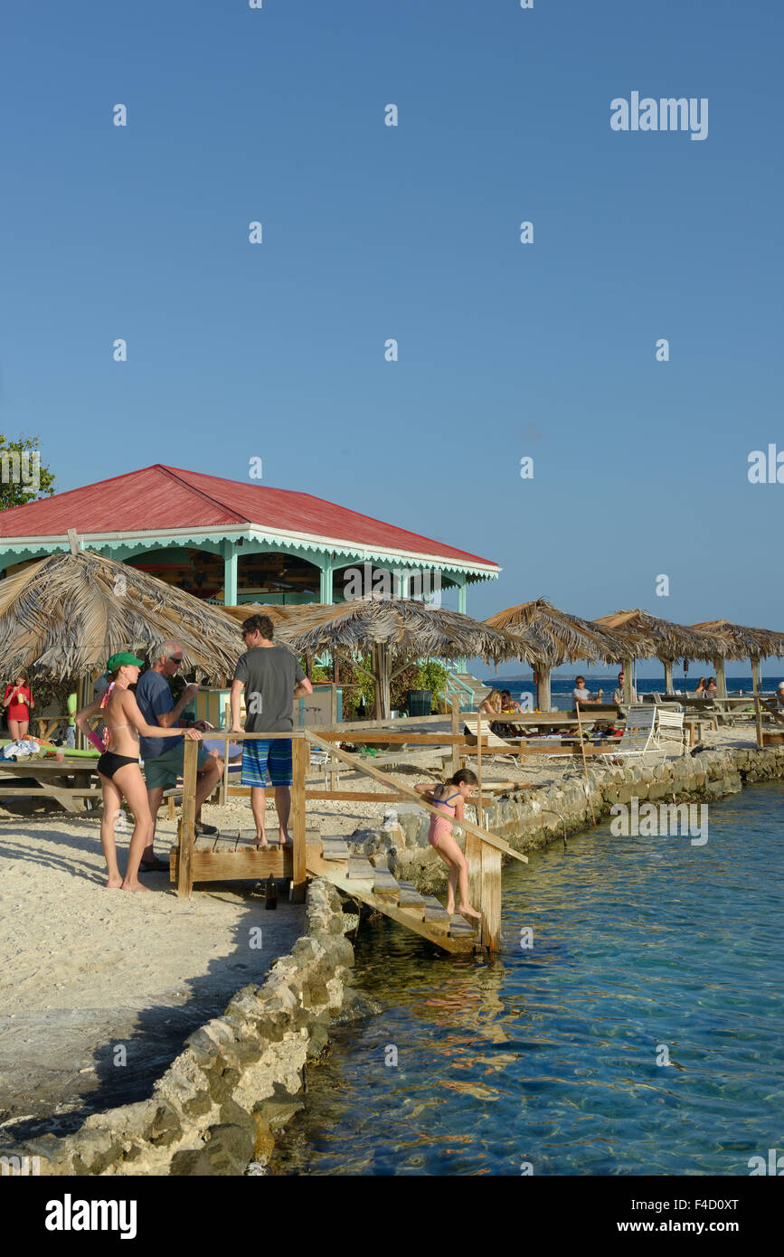 Caribbean, British Virgin Islands, Marina Cay. The beach bar at Pusser ...