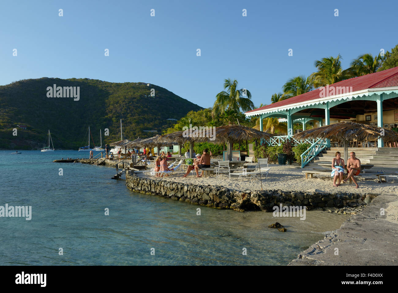 Caribbean, British Virgin Islands, Marina Cay. Swimming in front of ...