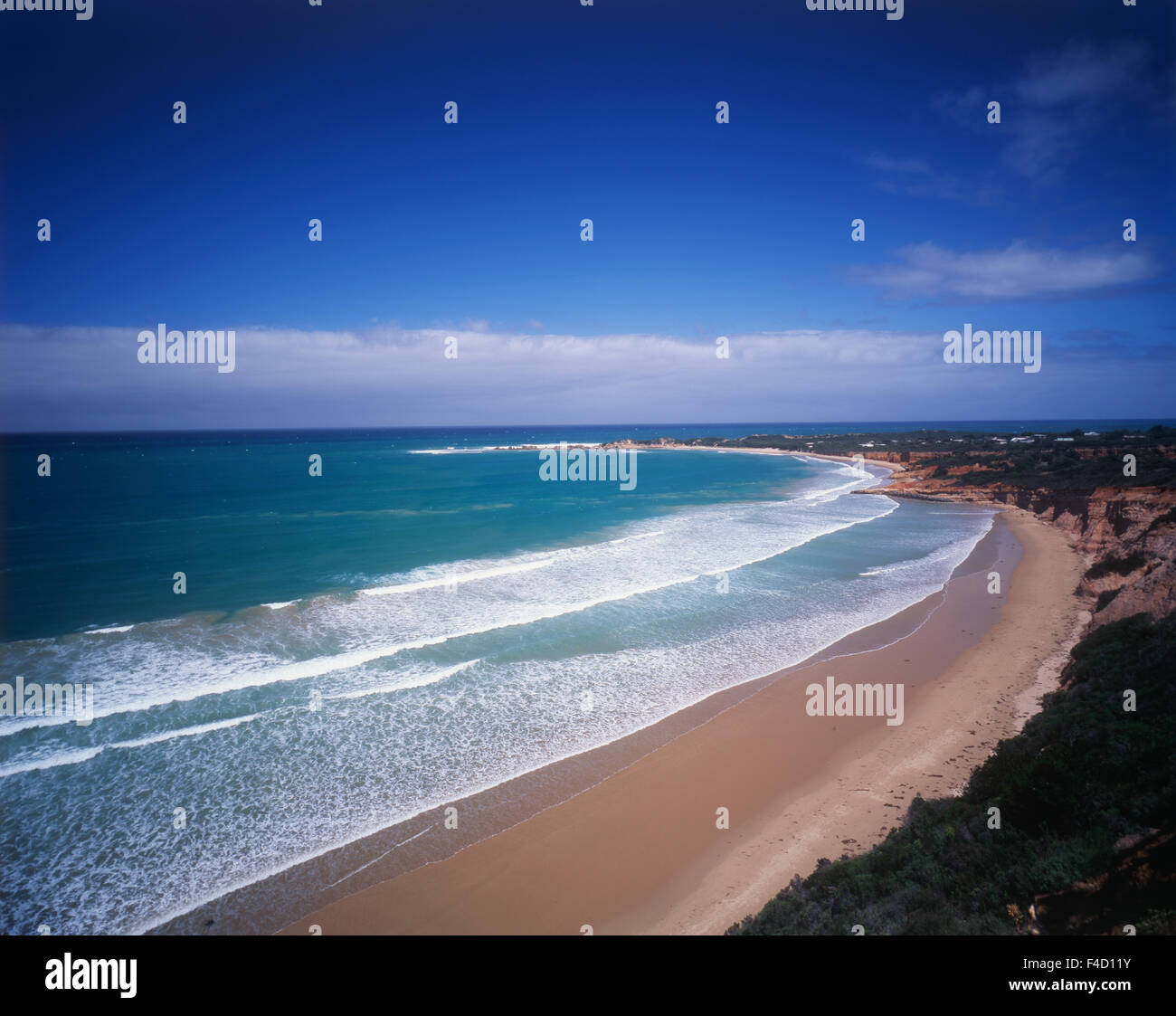 Australia, Victoria, Bass Strait, View from beach from Great Ocean Road ...