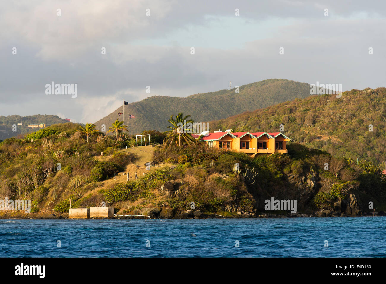 BVI, Marina Cay, Morning light on resort lodging Stock Photo - Alamy