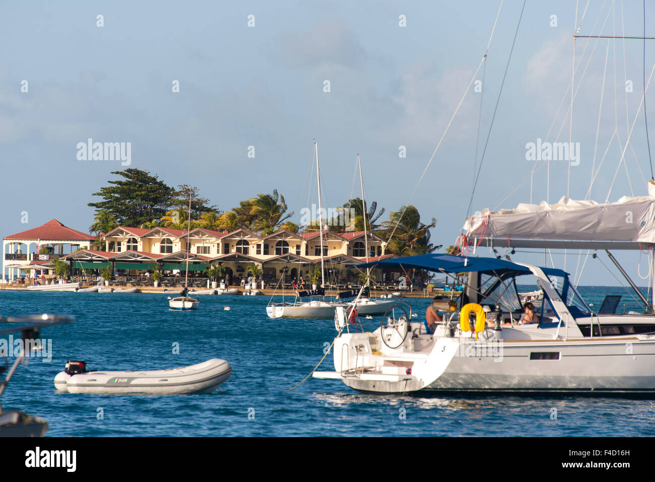 BVI, Virgin Gorda, Resort perched on Saba Rock at top of North Sound ...